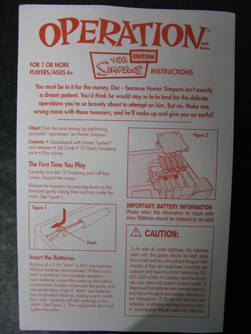 Operation Skill Game The Simpsons Edition , Milton Bradley (all parts ...